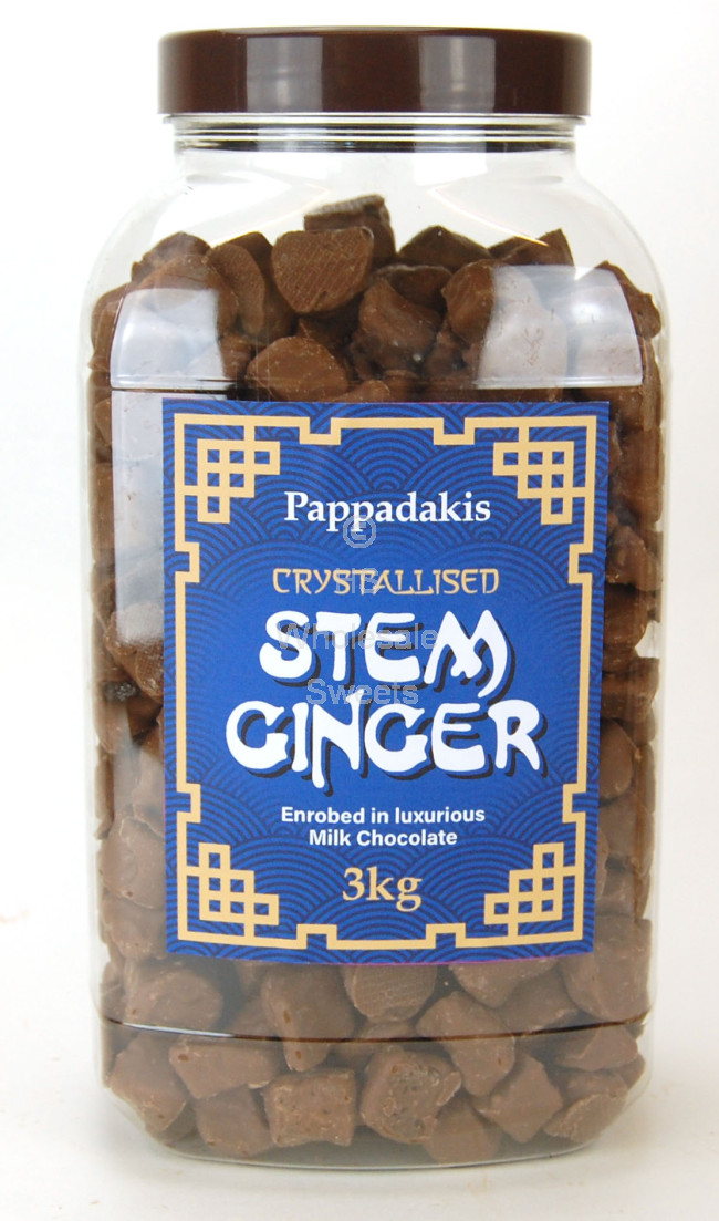 MILK CHOCOLATE CRYSTALLISED GINGER JAR (PAPPADAKIS) 3KG