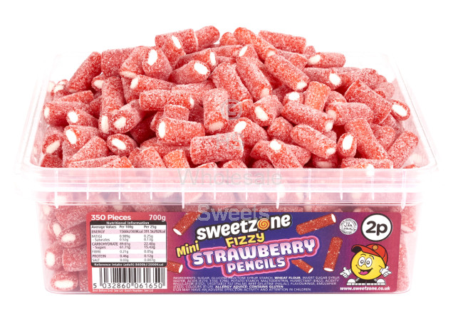 Sweetzone Tub Fizzy Strawberry Pencils 700g
