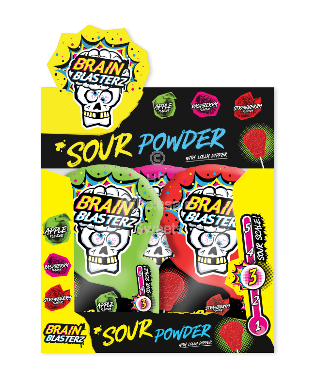 Brain Blasterz Sour Candy Powder Lolly Dipper 12x48g
