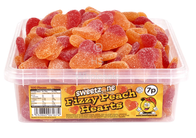 Sweetzone Tub Fizzy Peach Hearts 700g