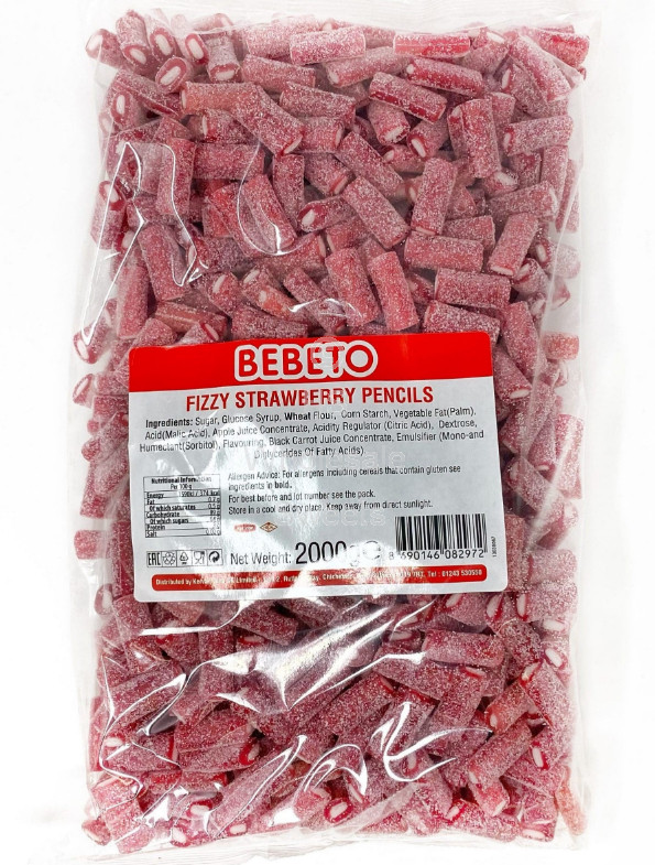 FIZZY STRAWBERRY PENCILS (BEBETO) 2kg