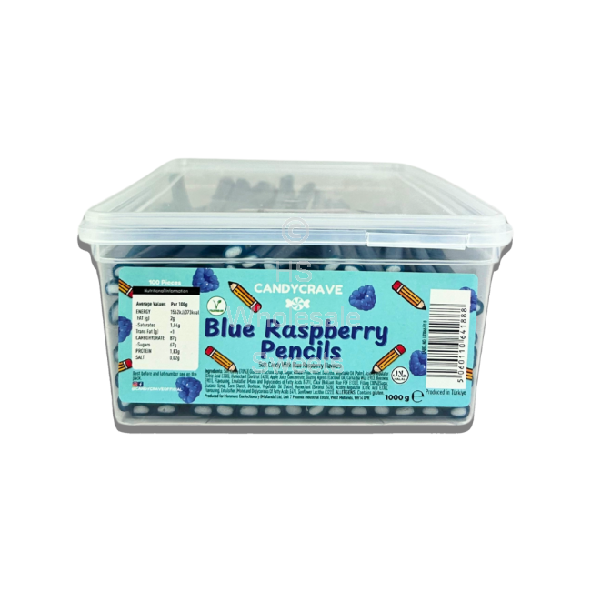 Candycrave Blue Raspberry Pencils Tub 100 Count