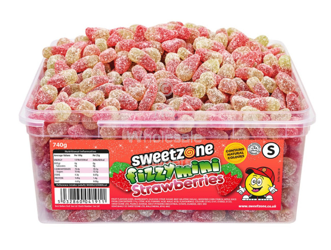 Fizzy Mini Strawberries Tub Sweetzone 740g