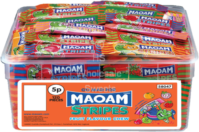 Haribo Maoam Stripes Tub 120 COUNT