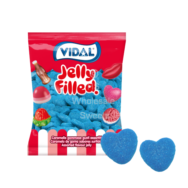 Vidal Shiny Blue Raspberry Hearts 1kg