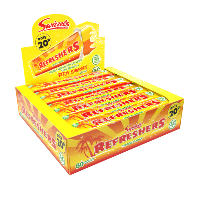Swizzels Refreshers Tropical Chew Bars 60 Count