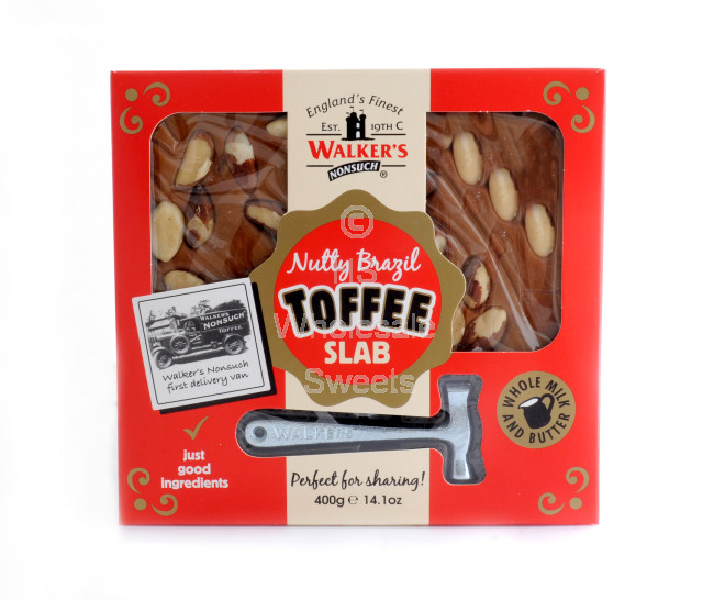Walkers Nonsuch Nutty Brazil Toffee Slab 400g