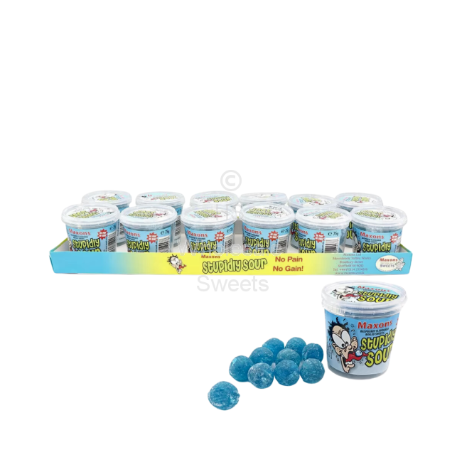 Maxons Stupidly Sours Blue Raspberry Tubs 12x75g