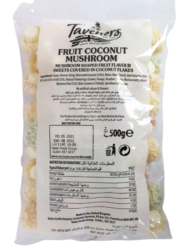 Taverners Fruit Coconut Mushrooms 500G