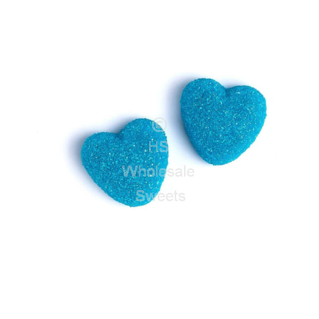 Vidal Jelly Filled Shiny Blue Hearts Tub (150 Count)