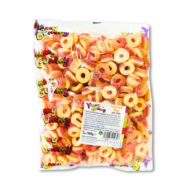 Yummy Gummy Fizzy Peach Rings 1kg